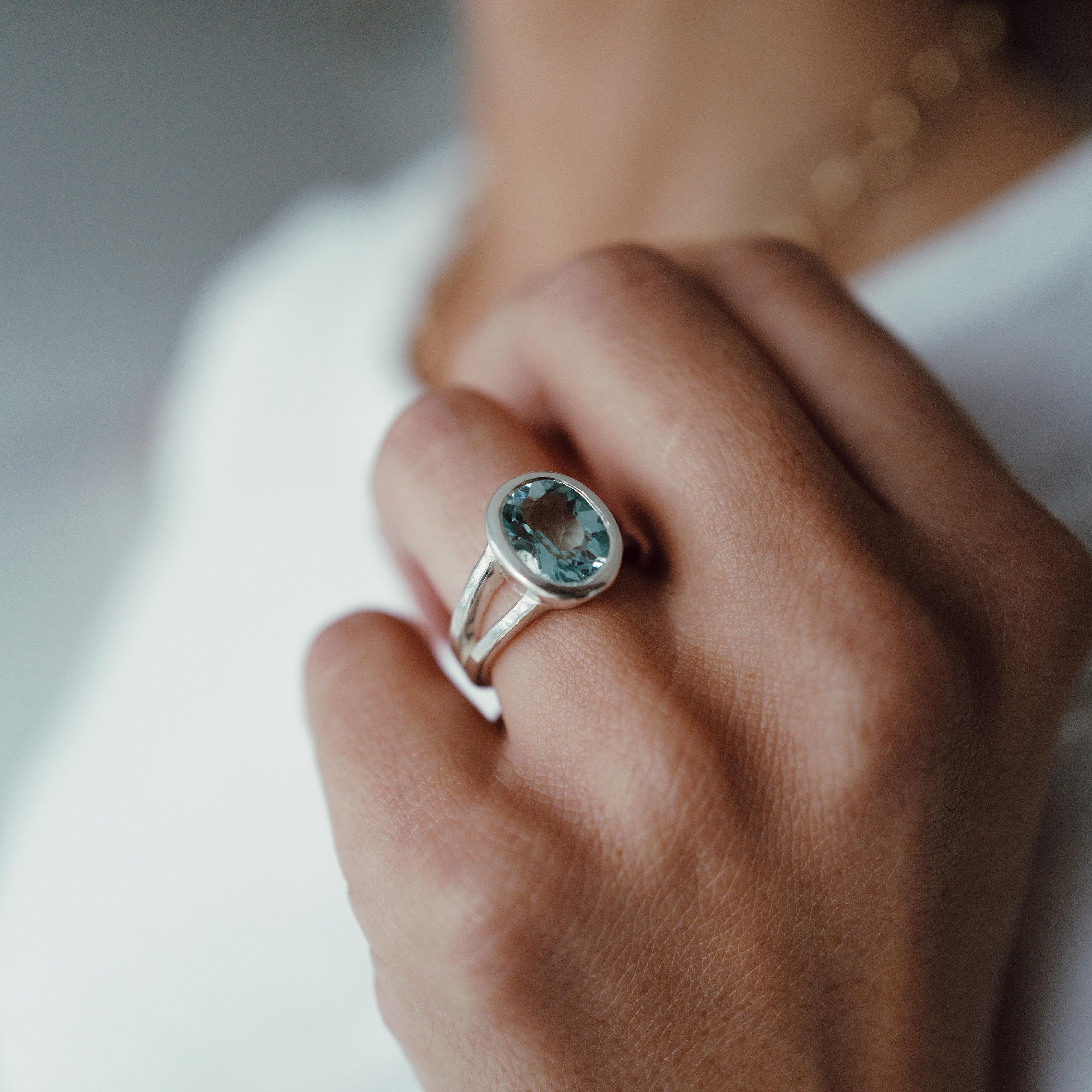 SOSA Silver Zimbaqua Aquamarine Ring Daniella Draper