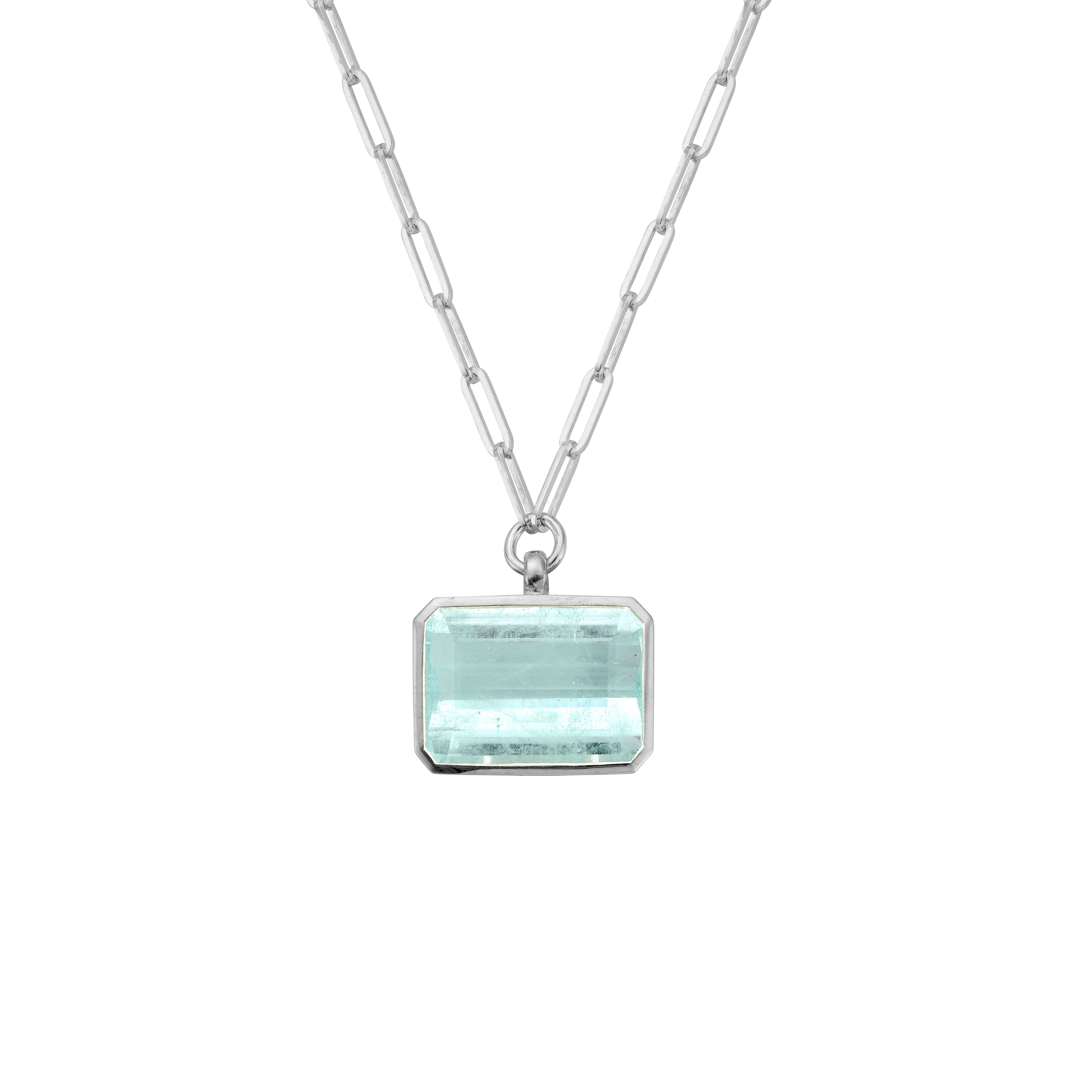 AALIYAH Silver Aquamarine Sylt Chain Necklace – Daniella Draper