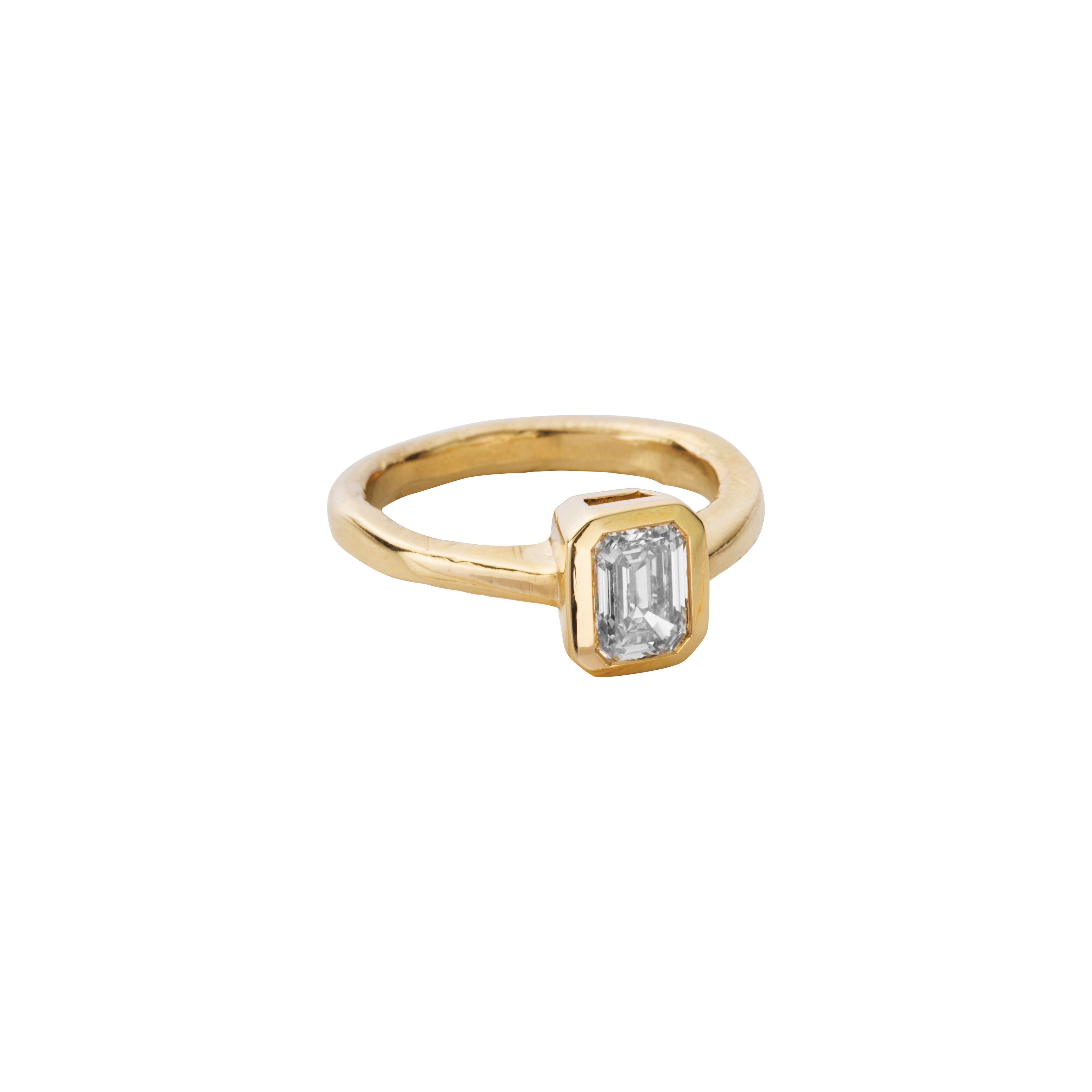 The Heirloom' 9ct Gold Emerald 1ct Lab Grown Diamond Bezel Engagement ...