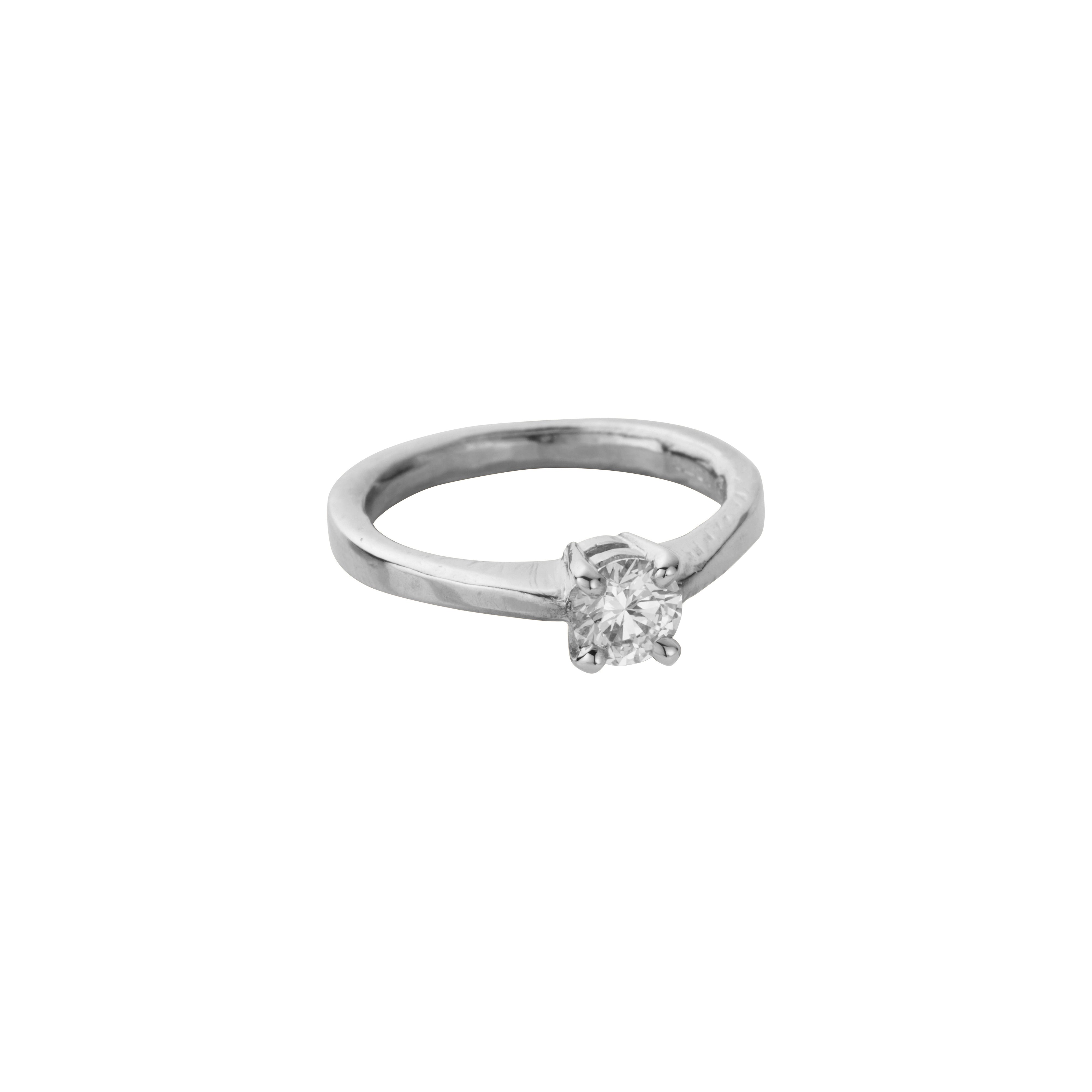 The Eternity' Silver Round 0.5ct Natural Diamond Claw Engagement Ring ...