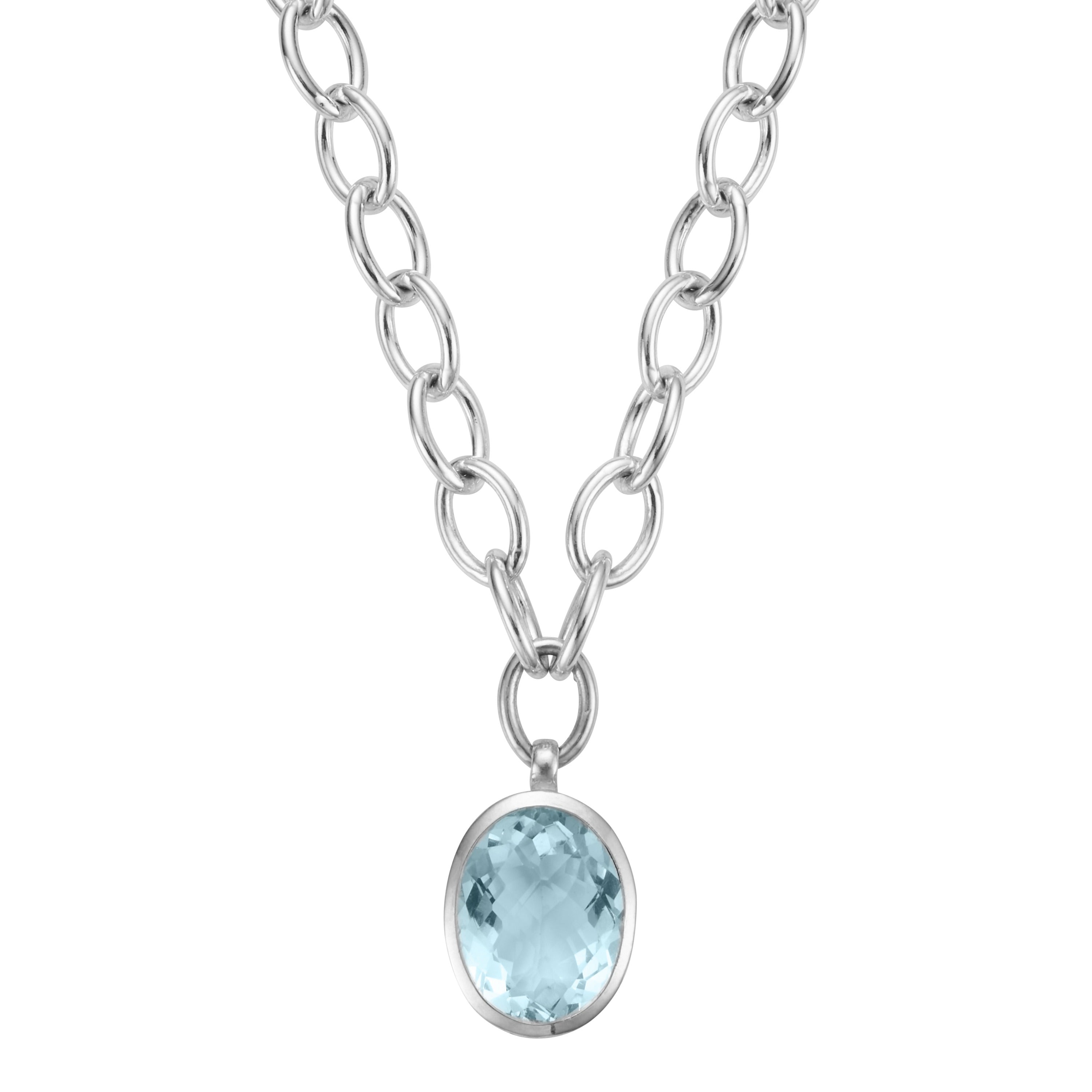 ELECTRA Silver Aquamarine Sylt Chain Necklace – Daniella Draper