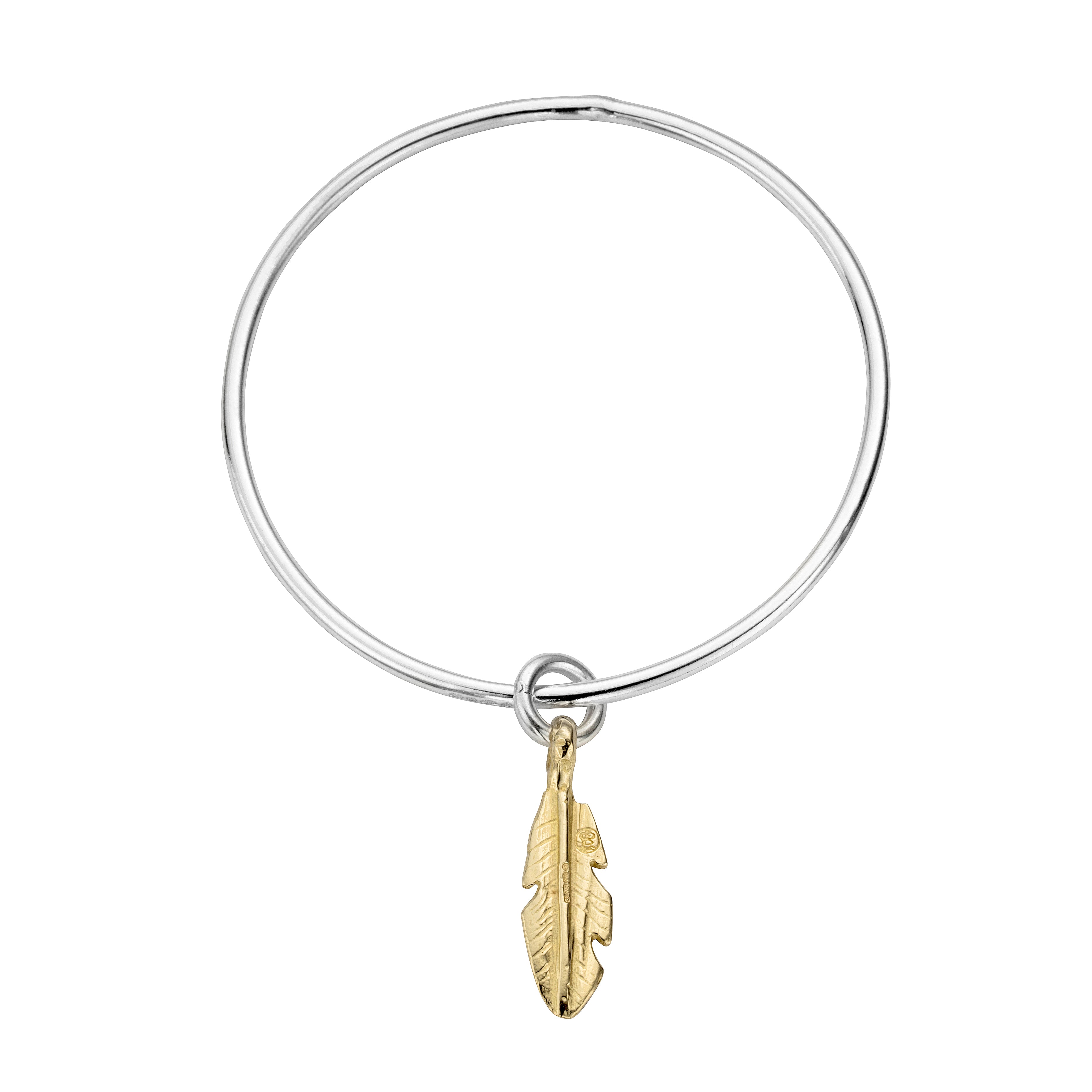 Silver & Gold Medium Feather Bangle – Daniella Draper