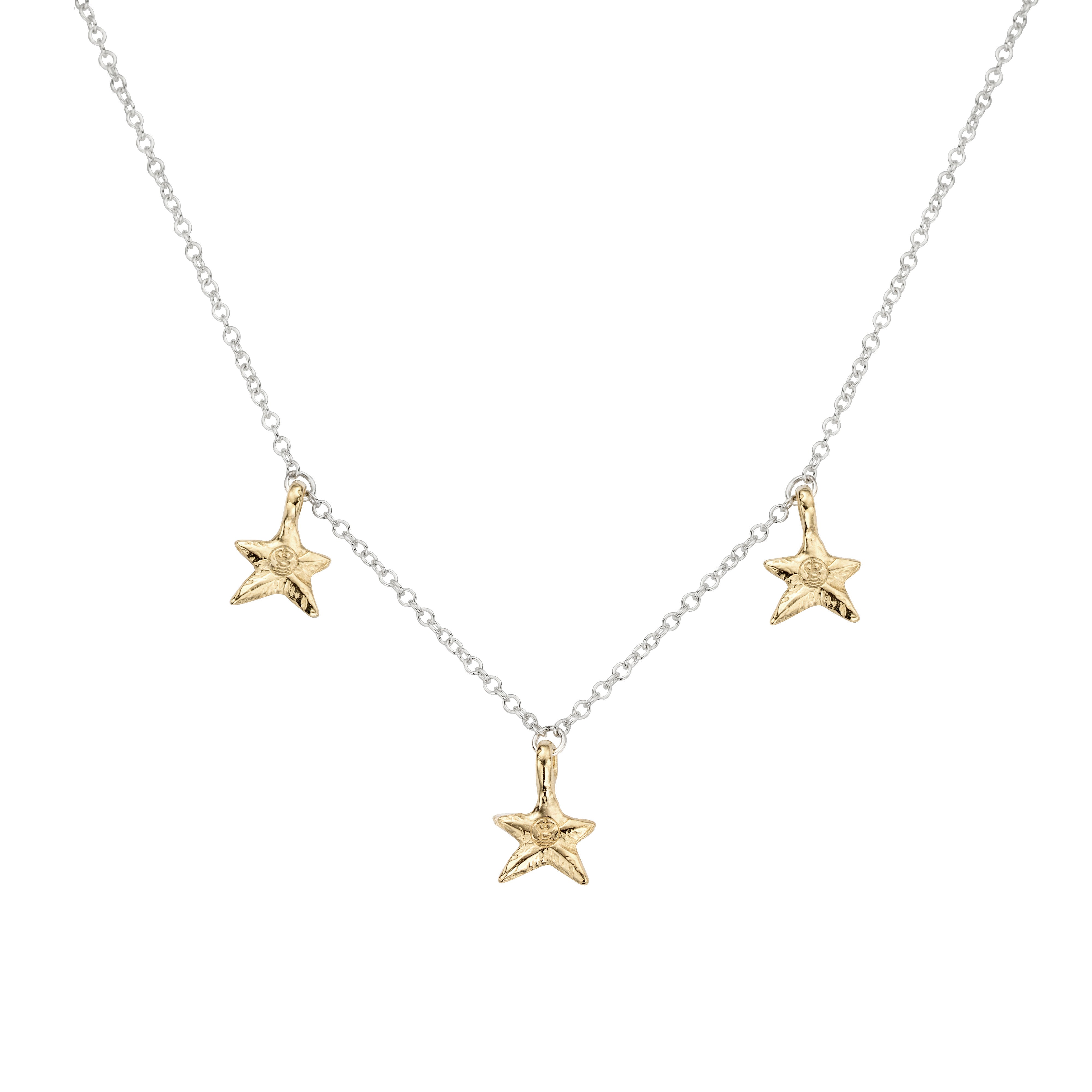Silver & Gold Trio Star Necklace – Daniella Draper